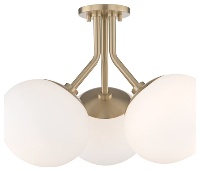 Mitzi Estee 3-LT Semi-Flush H134603-AGB - Aged Brass - Midcentury ...