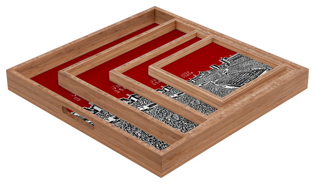 Deny Designs Bird Ave Ohio State Buckeyes Red Square Tray, Medium ...