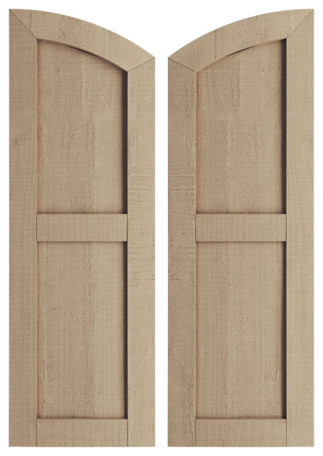 11"Wx24"H Hand Hewn Joined BnB Elliptical Top Faux Wood Shutters, 15"W ...