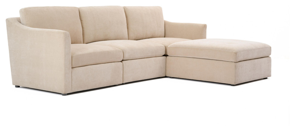 Aiden Beige Modular Small Chaise Sectional - Beige - Transitional ...