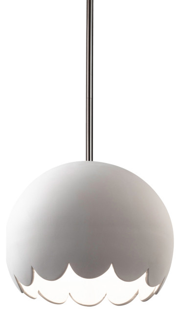 Radiance Scallop Pendant, Bisque, Brushed Nickel, Rigid Stem, E26 ...