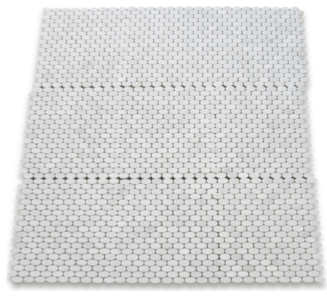 Oval Mosaic Tile Carrara White Venato Marble Ellipse Shape Polished, 1 ...