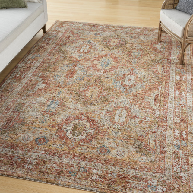 Nourison Home 7'10"x10'4" Petra Rust Area Rug, 7'10"x10'4 ...