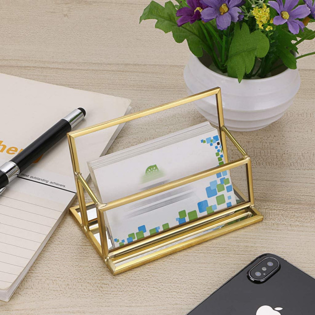 Vintage Gold Metal Name Card Display Stand - Modern - Place Card ...