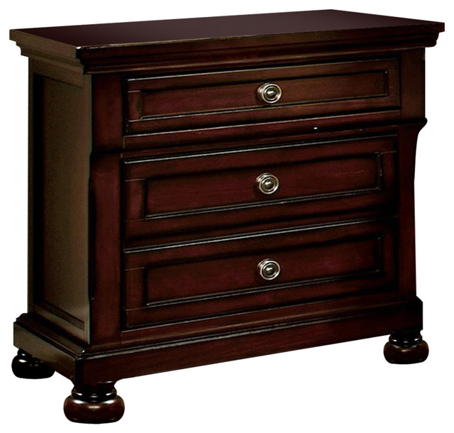 Northville Transitional Night Stand In Dark Cherry Finish - Traditional ...