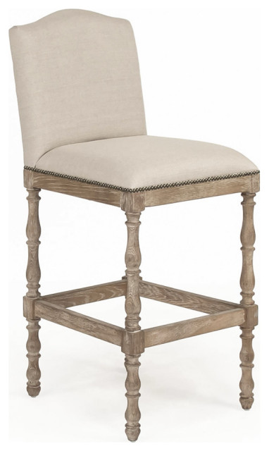 Aria Bar Stool, Natural Linen - French Country - Bar Stools And Counter ...