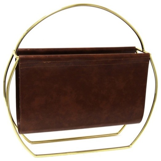 Metal Magazine Rack, Gold and Brown - Contemporary - Magazine Racks ...