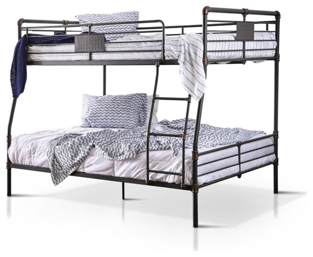 Furniture of America Bryon Metal Full over Full Bunk Bed in Antique ...