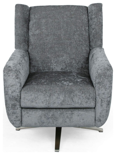 Modern Gray Fabric Swivel Wingback Accent Chair with Cushioned Seat ...