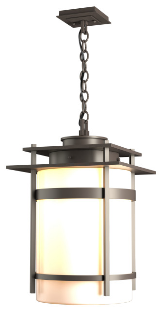 Banded Large Outdoor Fixture, Coastal Dark Smoke Finish, Opal Glass ...