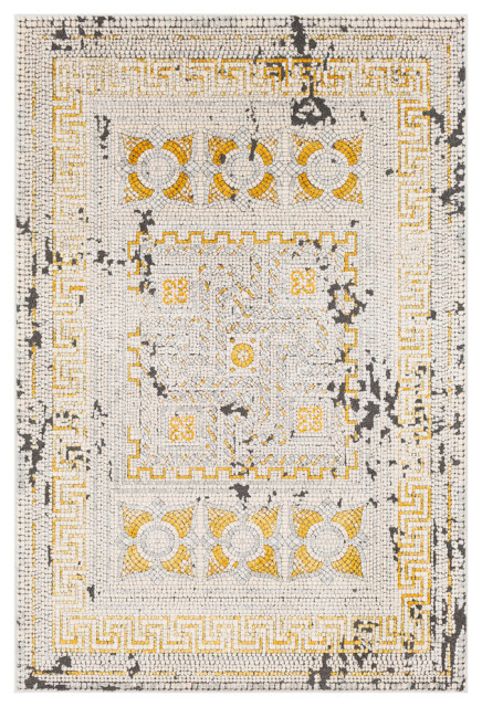 Venezia Updated Traditional Mustard, Bright Orange Area Rug, 9'3"x12'3 ...