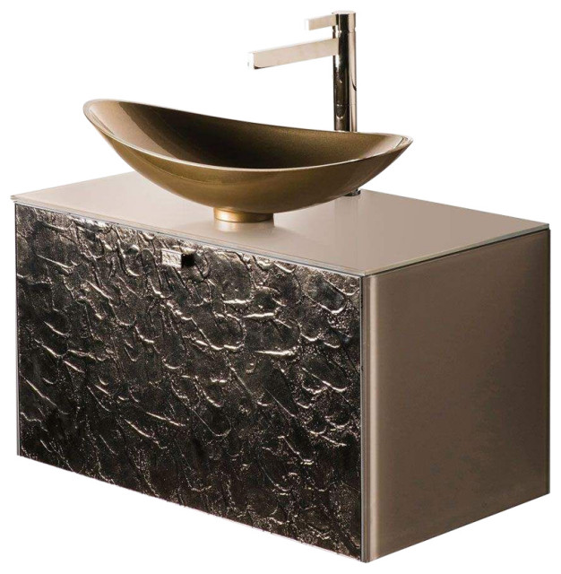 Ora Luxury Murano Glass Single Bathroom Vanity 30", Bronze ...