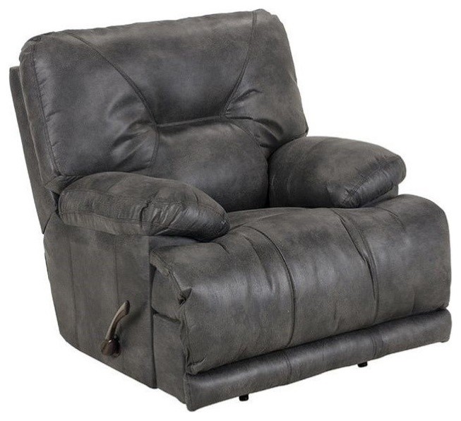 Catnapper Voyager Lay Flat Recliner in Slate Gray Polyester Fabric ...