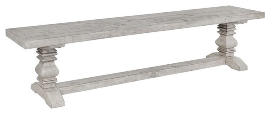 Trent Home Transitional Reclaimed Pine Wood Bench in Sierra Gray ...