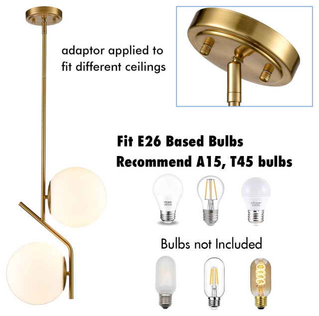 Modern Gold Kitchen Pendant Light, 2-Light - Contemporary - Pendant ...