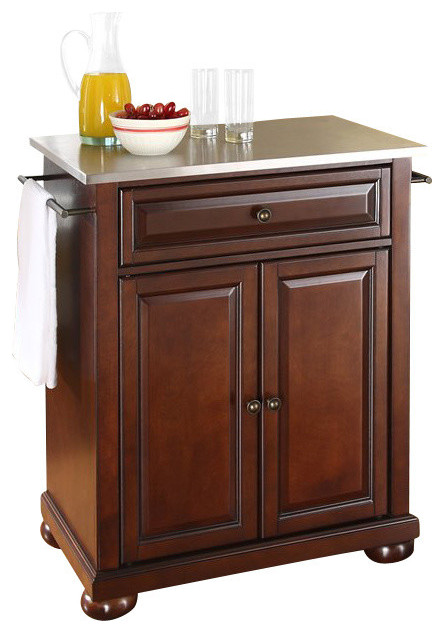 Alexandria Stainless Steel Top Portable Kitchen Island - Traditional ...