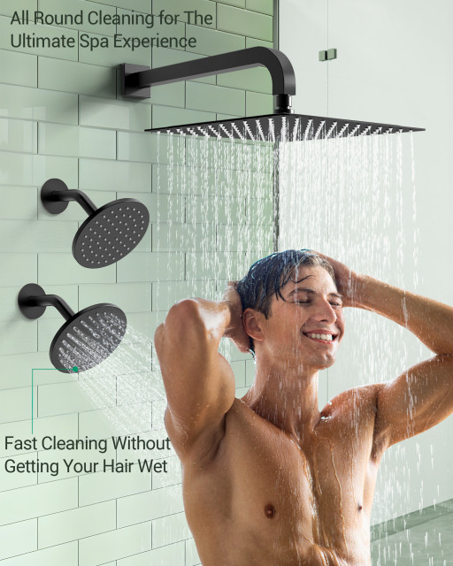 Triple Shower Head 12" Thermostatic Shower System With Handheld Shower ...