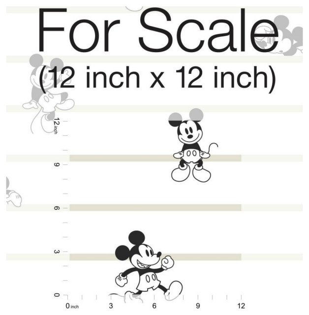 Disney Mickey Mouse Stripe Wallpaper - Contemporary - Kids Wall Decor ...