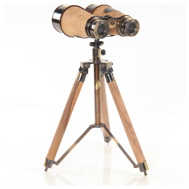 Wood/Brass Binocular On Stand - Midcentury - Telescopes - by Uber ...