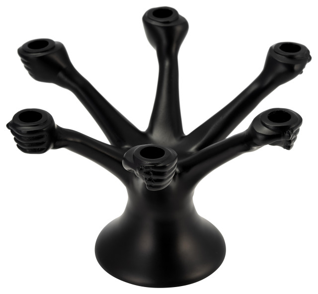 Metal, 13"D, Hands Holding Taper Candelabra, Black, 13x13x8 inches - Contemporary ...