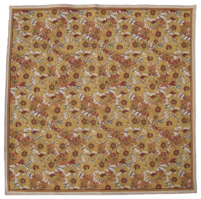 Sunflowers Square Tapestry Throw, H 51" x W 51" - Farmhouse ...