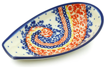 Polish Pottery 5" Stoneware Spoon Rest Hand-Decorated Design ...