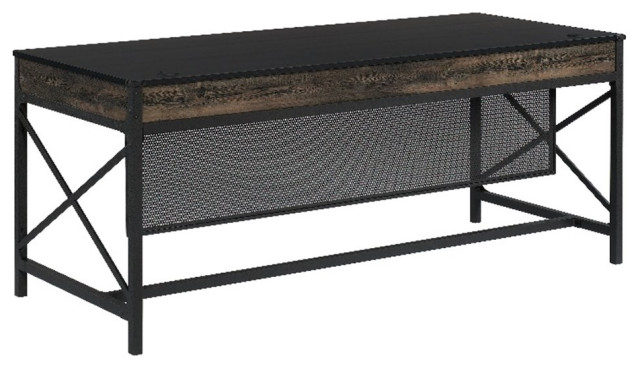 Pemberly Row Engineered Wood/Metal 72x30 Table Desk in Carbon Oak ...