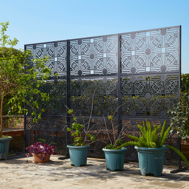 6ft Galvanized Steel Privacy Screen Fence - Transitional - Screens And ...