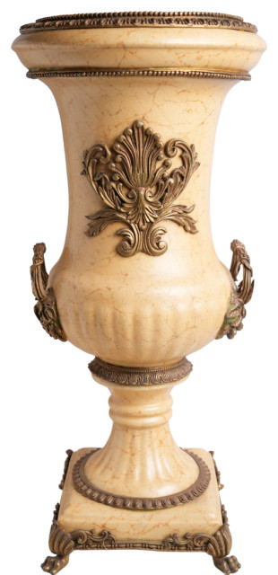 Opulent Large Butterscotch Porcelain Trophy Vase Ormolu Accents, 26 ...