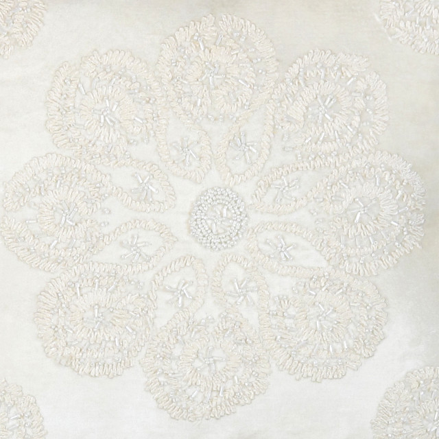Naples Embroidered Pillow, Ivory/Silver - Transitional - Decorative ...