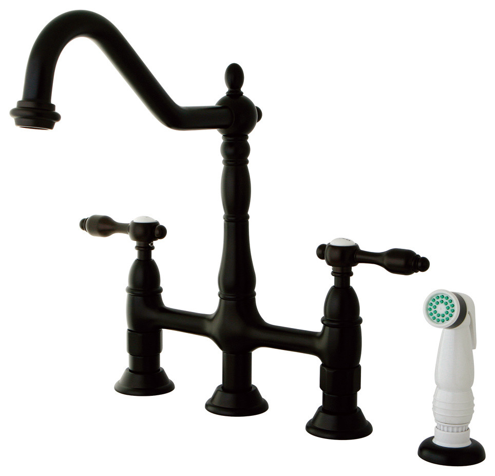 Tudor 8" Center Kitchen Faucet With Sprayer - Traditional - Kitchen ...