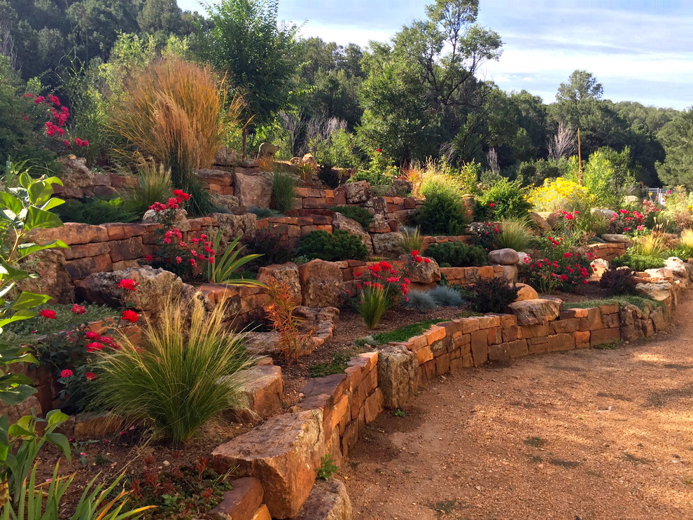Upper Canyon Road Retaining Wall with Boulders - Traditional ...