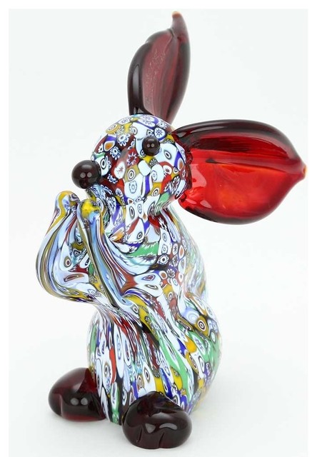 GlassOfVenice Murano Glass Millefiori Rabbit Sculpture - Contemporary ...