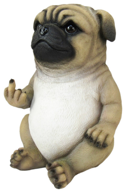 Pug Life Rude Finger Flipping Pug Dog Tabletop Statue 6.75 Inches High ...