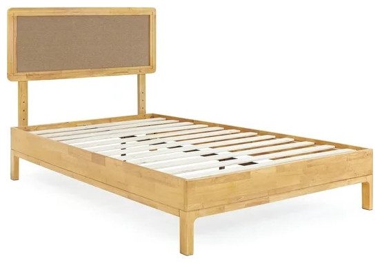 Classic Platform Bed with Sturdy Slat Support and Adjustable Headboard ...