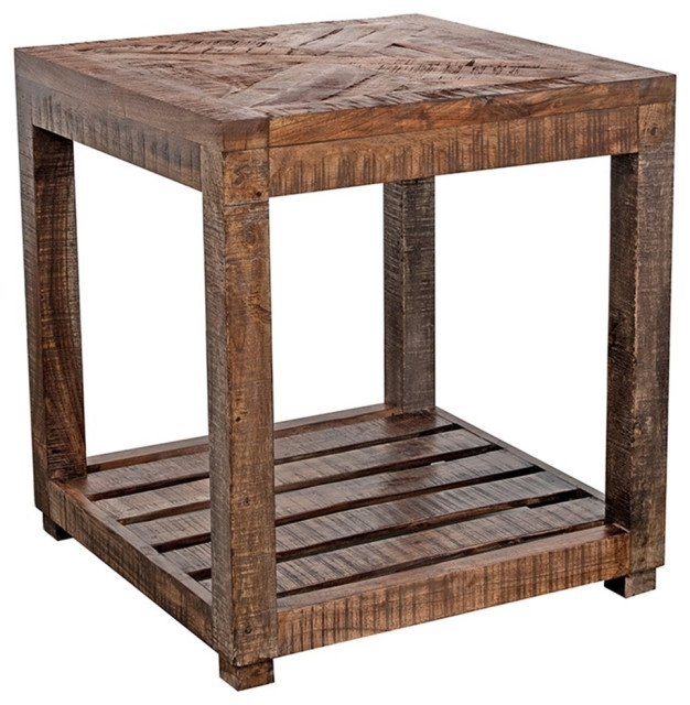 Porter Designs Gunnison Solid Acacia Wood End Table - Brown - Rustic ...