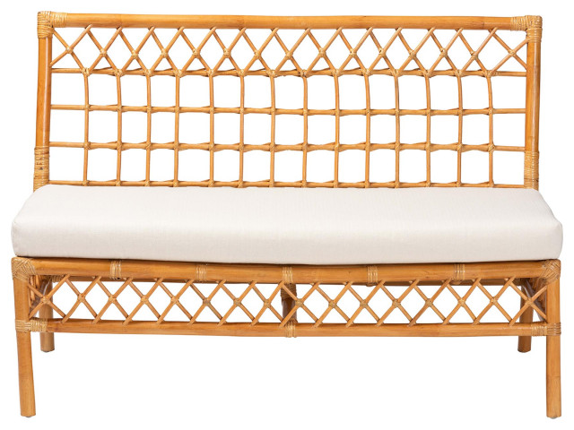 Aurick Modern Bohemian Rattan Dining Bench - Tropical - Dining Benches ...