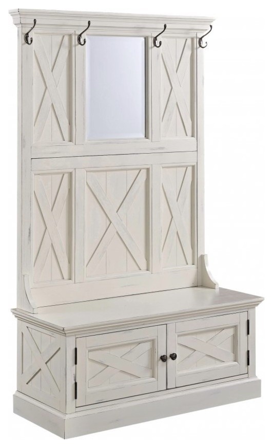 Homestyles Seaside Lodge Wood Hall Tree in Off White - Farmhouse - Hall ...