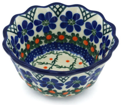 Polmedia Polish Pottery 4" Stoneware Fluted Bowl - Mediterranean ...