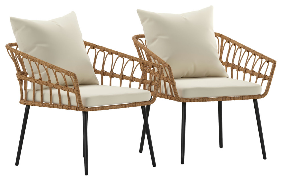 2PK NAT/Cream PE Rattan Chairs - Tropical - Outdoor Lounge Chairs - by ...