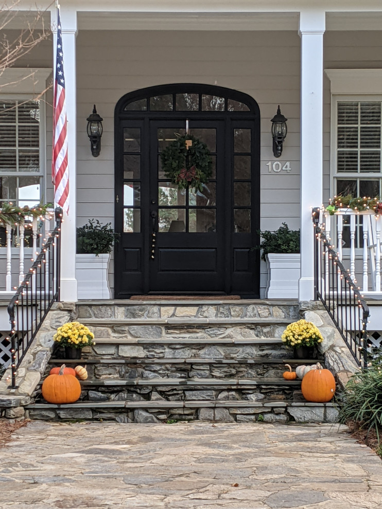 What color shutters and door for this yellow/gold house?