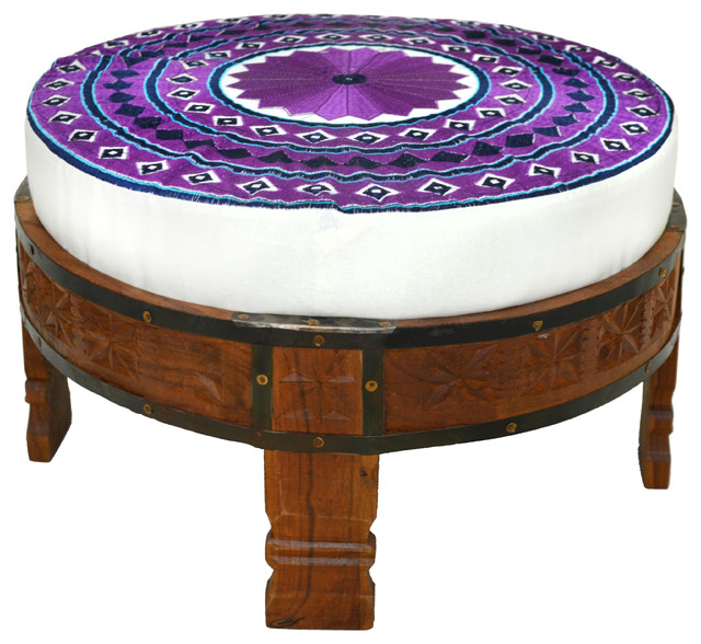 Round Footstool With Base - Southwestern - Footstools And Ottomans - by ...