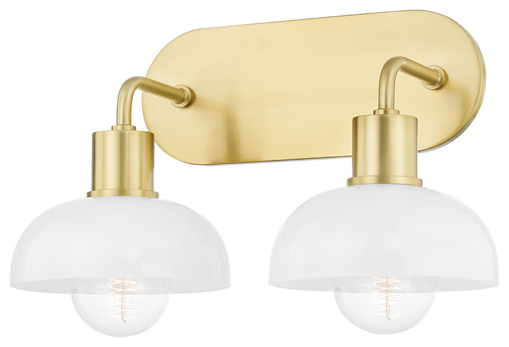 Kyla 2-Light Bath Bracket, Opal Glossy Glass - Transitional - Bathroom ...