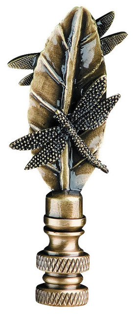 Dragonfly on Leaf Lamp Finial Antique Metal 3"h, Height: 3 - Tropical ...