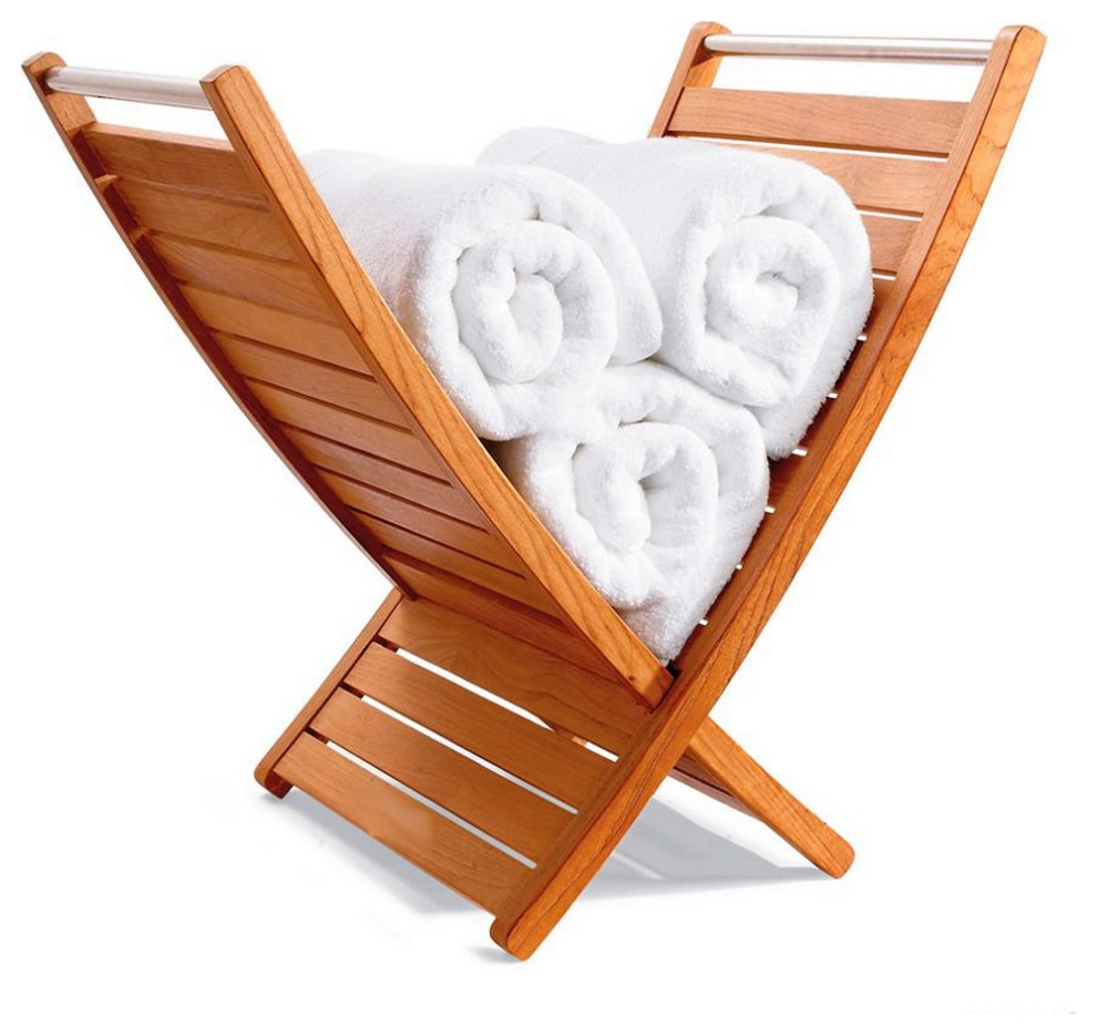 Teak Towel Holder / Rack Spa Bathroom Pool - Contemporary - Towel Racks ...