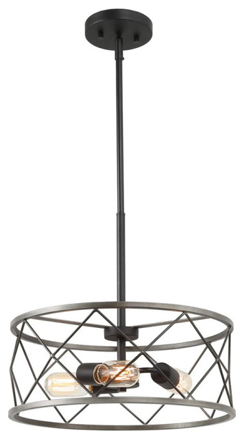 Industrial 3-Light Metal Drum Pendant Lighting - Industrial - Pendant ...