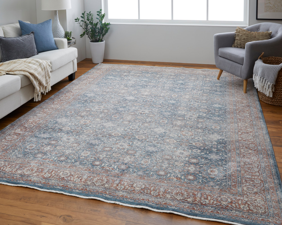 Weave & Wander Gilford Classic Blue/Rust Rug, 6'7"x9'10" - Contemporary ...