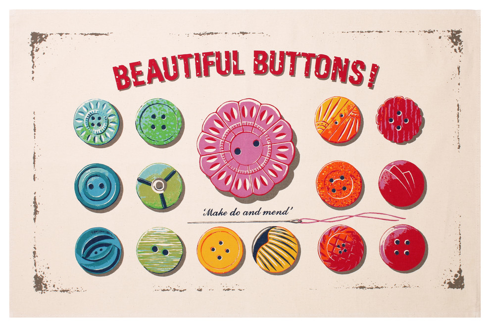 Beautiful Buttons Cotton Tea Towel - Contemporary - Dish Towels - by ...