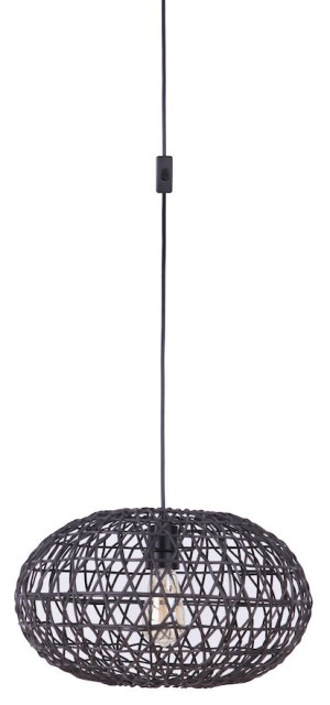 Portable Swag Pendant With Rattan Shade - Tropical - Pendant Lighting ...
