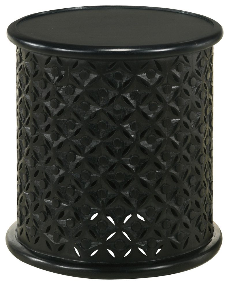 Krish 18" Round Accent Table Black Stain - Modern - Side Tables And End ...